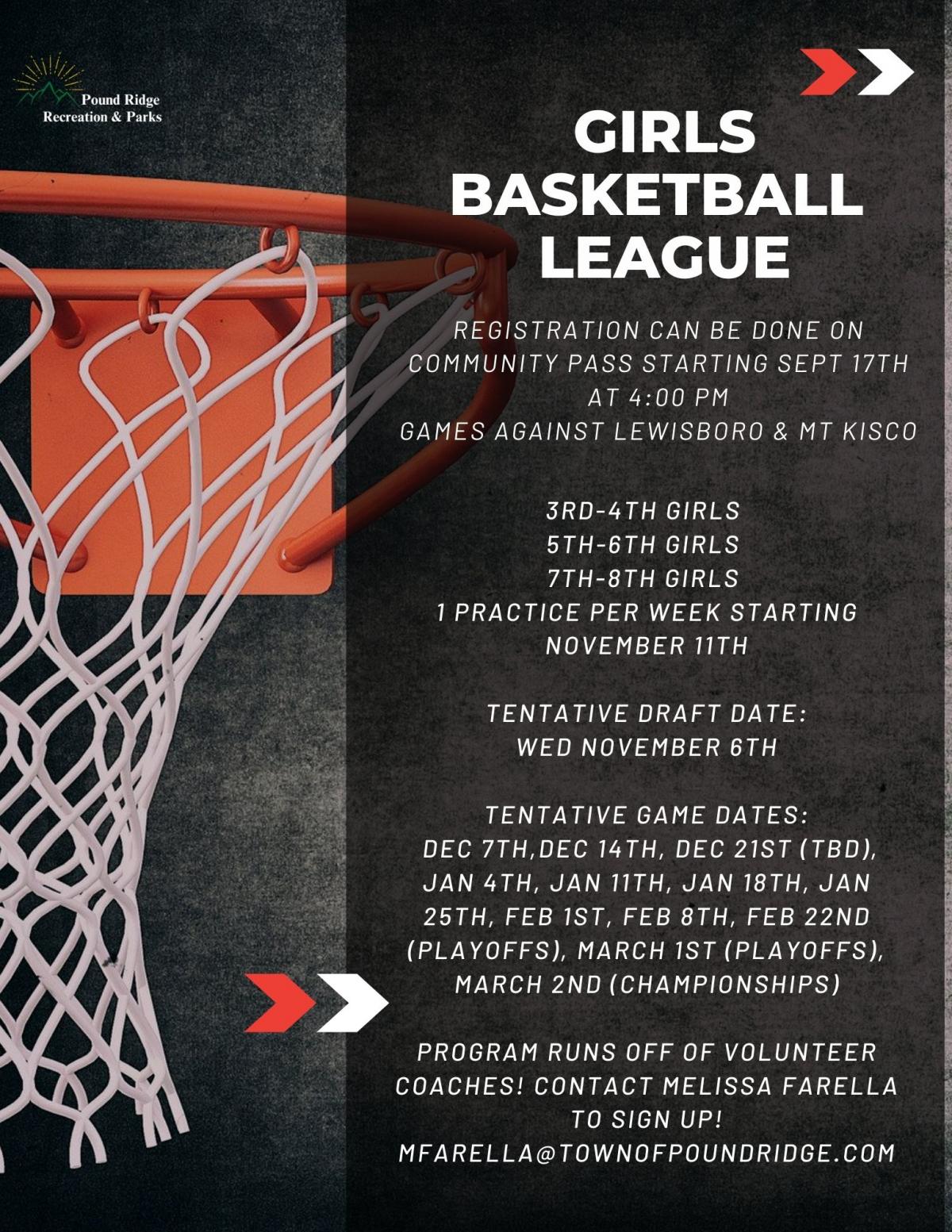 Girls Basketball League | Town of Pound Ridge New York Official Website