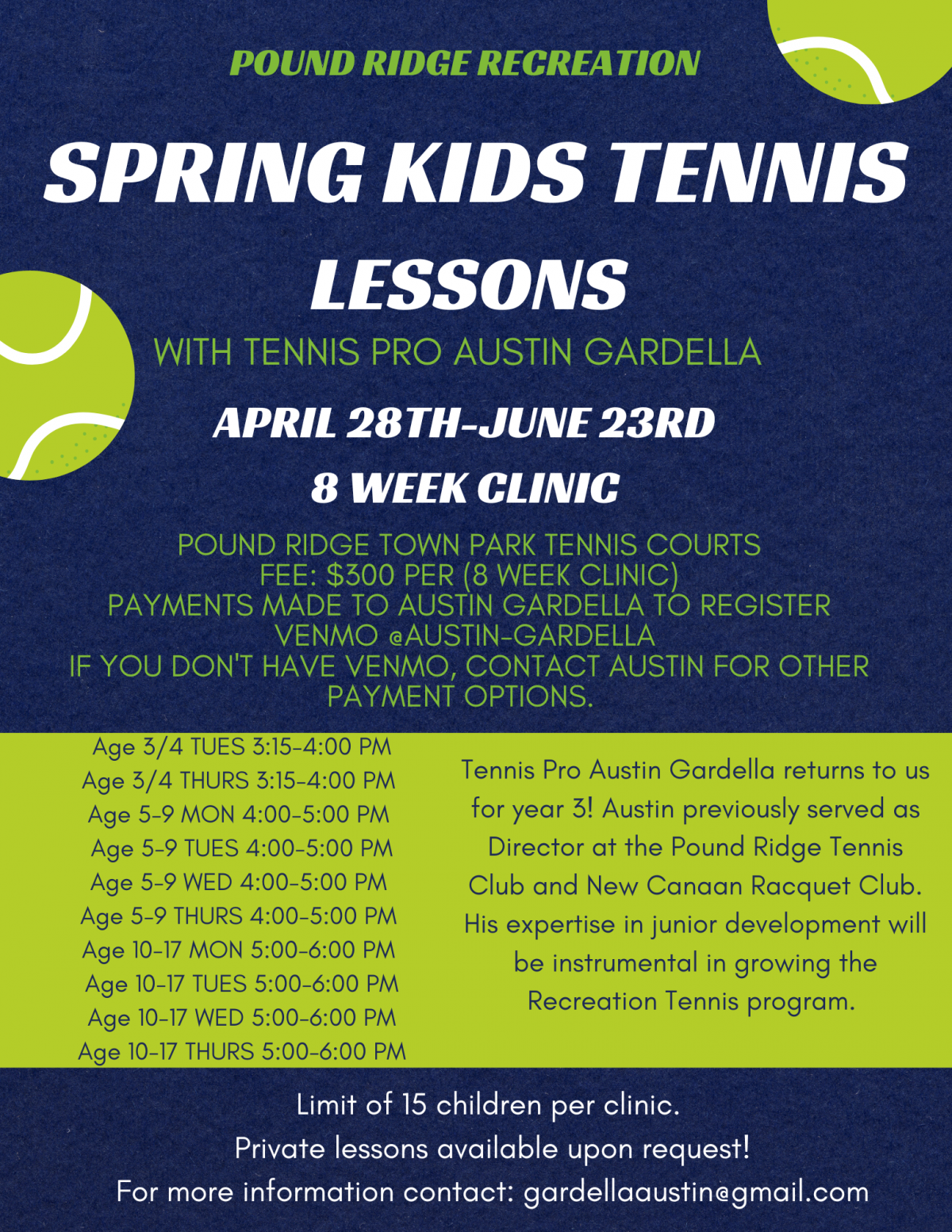 Tennis - Spring | Town of Pound Ridge New York Official Website