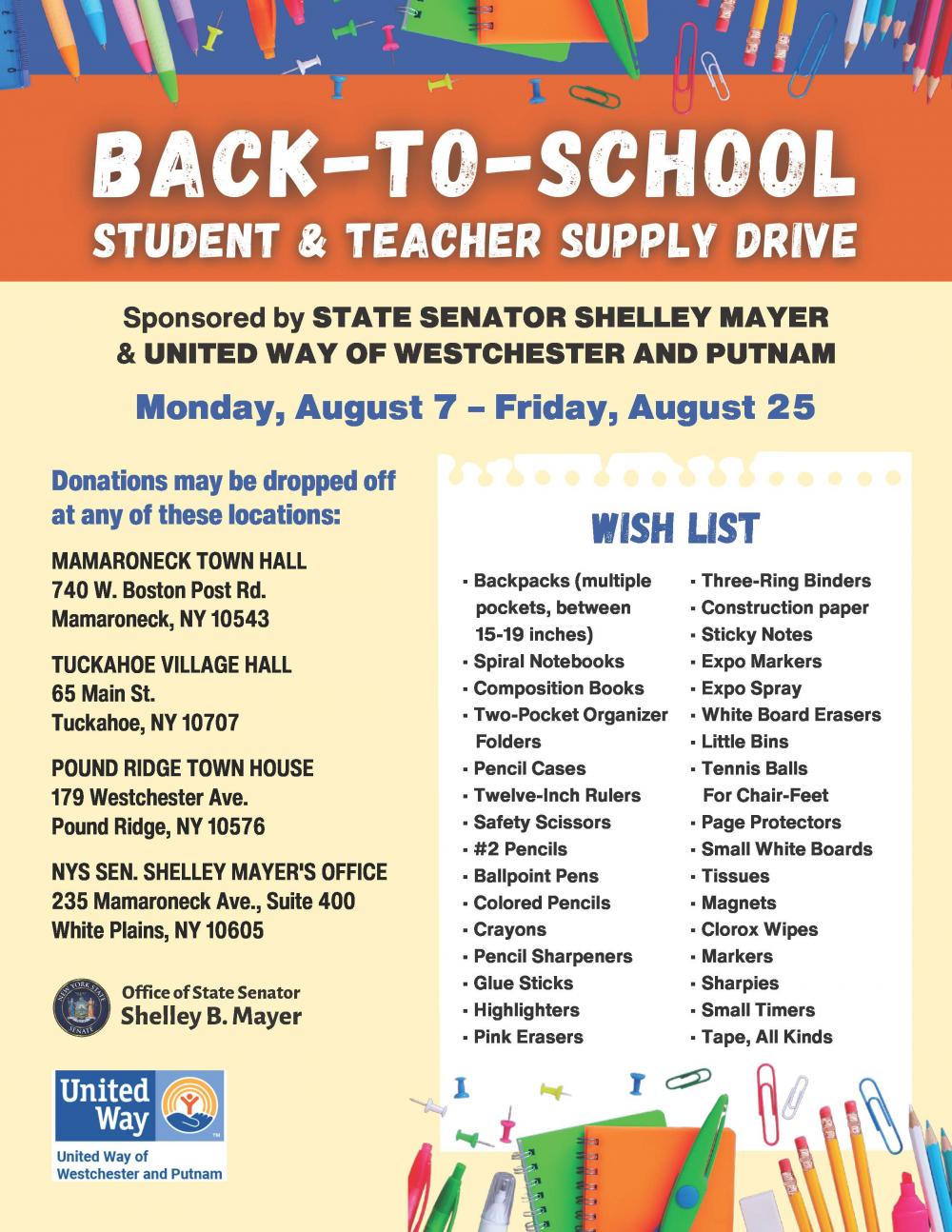Back-To-School Student & Teacher Supply Drive | Town of Pound Ridge New ...